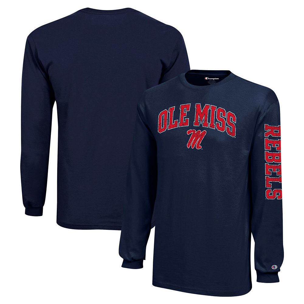 Youth Champion Navy Ole Miss Rebels Distressed Arch Over Logo Long ...
