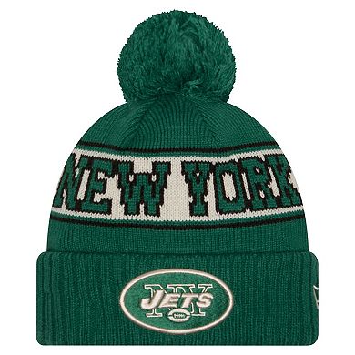 Men's New Era Kelly Green New York Jets Retro Cuffed Knit Hat with Pom