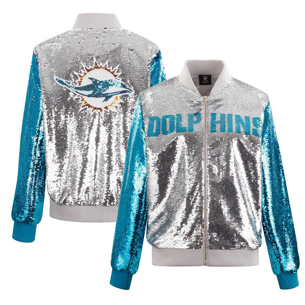 Women's Cuce Silver Miami Dolphins Two-Tone Team Colored Full-Zip ...