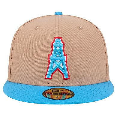 Men's New Era Tan Houston Oilers Gridiron Classics Throwback Logo Main ...