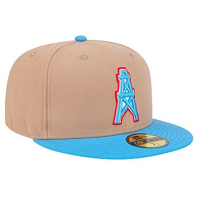 Men's New Era Tan Houston Oilers Gridiron Classics Throwback Logo Main ...