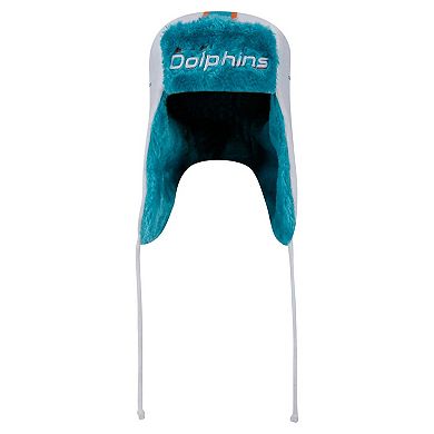 Men's New Era White Miami Dolphins Helmet Head Trapper Knit Hat