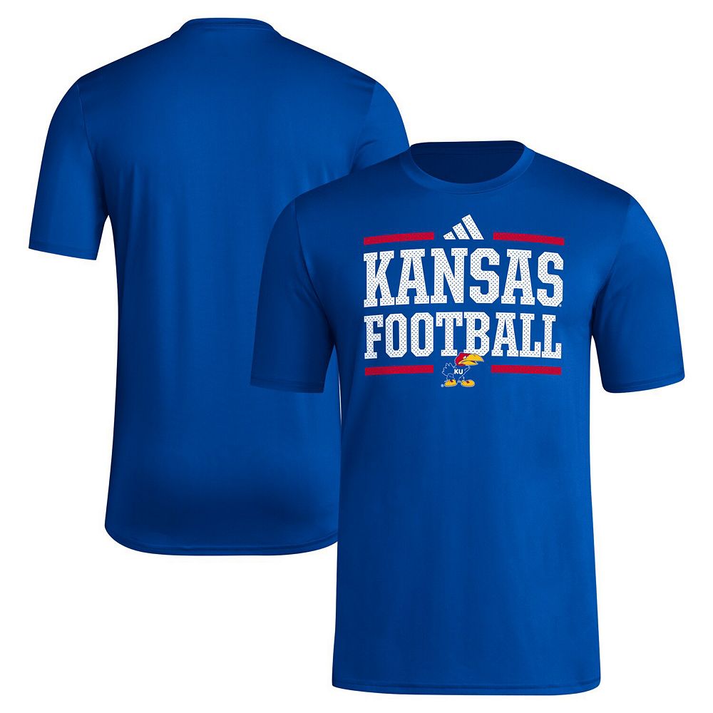 Men's adidas Royal Kansas Jayhawks Locker Football Pre-Game AEROREADY T ...