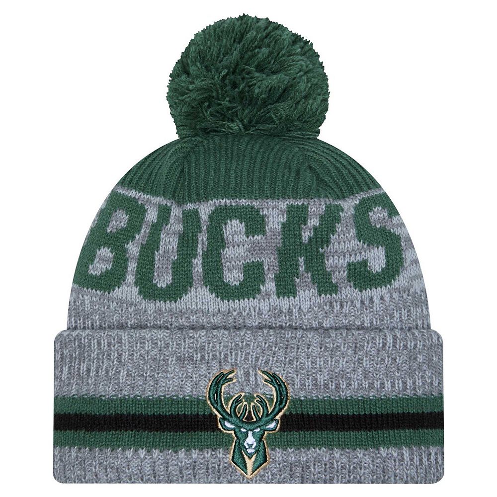 Youth New Era Gray Milwaukee Bucks Sport Night Runner Cuffed Knit Hat ...