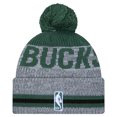 Youth New Era Gray Milwaukee Bucks Sport Night Runner Cuffed Knit Hat ...