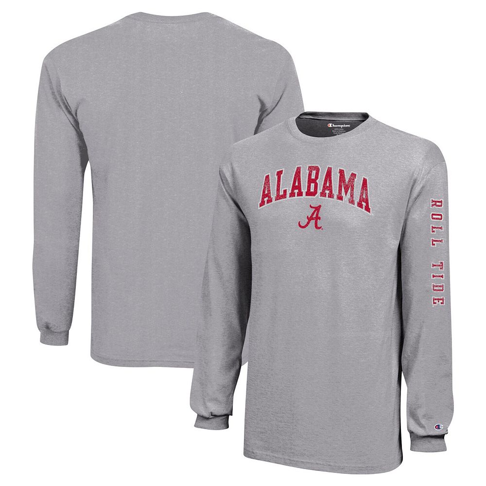 Youth Champion Gray Alabama Crimson Tide Distressed Arch Over Logo Long ...