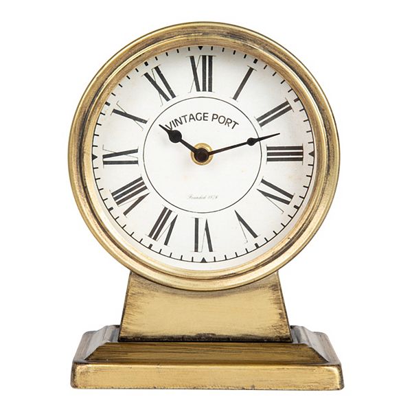 Storied Home Decorative Metal Mantel Clock