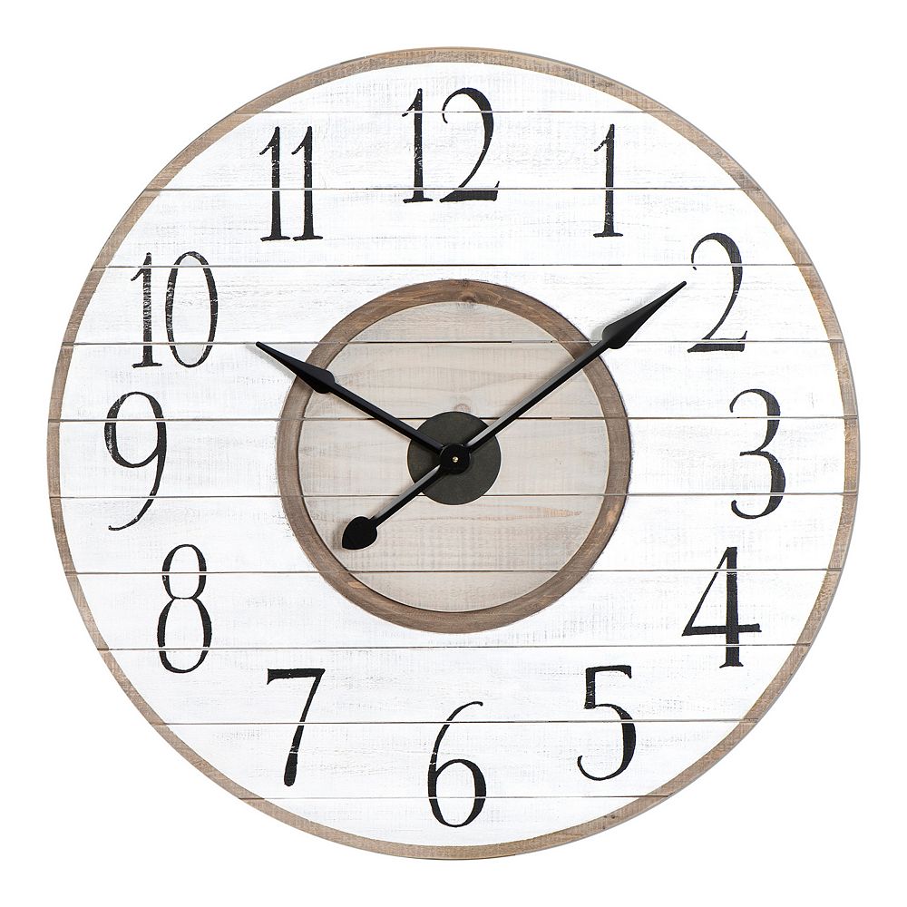 Storied Home Round Wood Slat Wall Clock