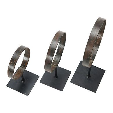 Storied Home Modern Round Metal Rings on Stands 3-piece Set