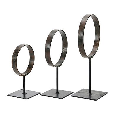 Storied Home Modern Round Metal Rings on Stands 3-piece Set
