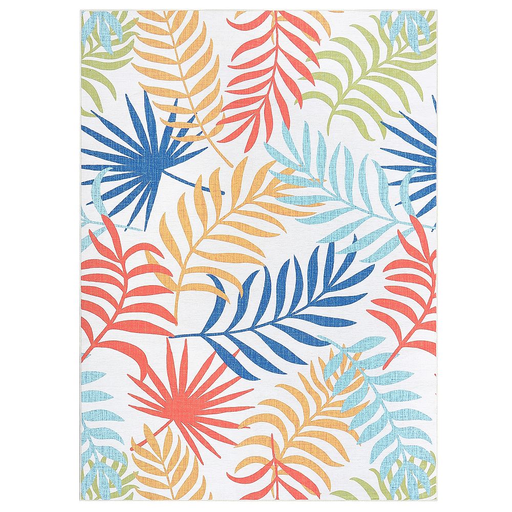 Glowsol Modern Botanical Neutral Nursery Rug Tropics Palm Leaves ...
