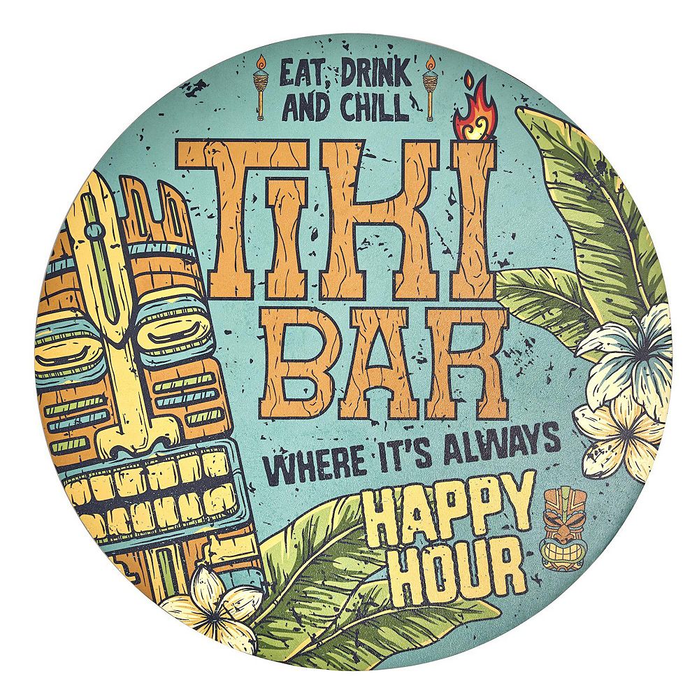American Art Décor Tiki Bar Round Wall Plaque