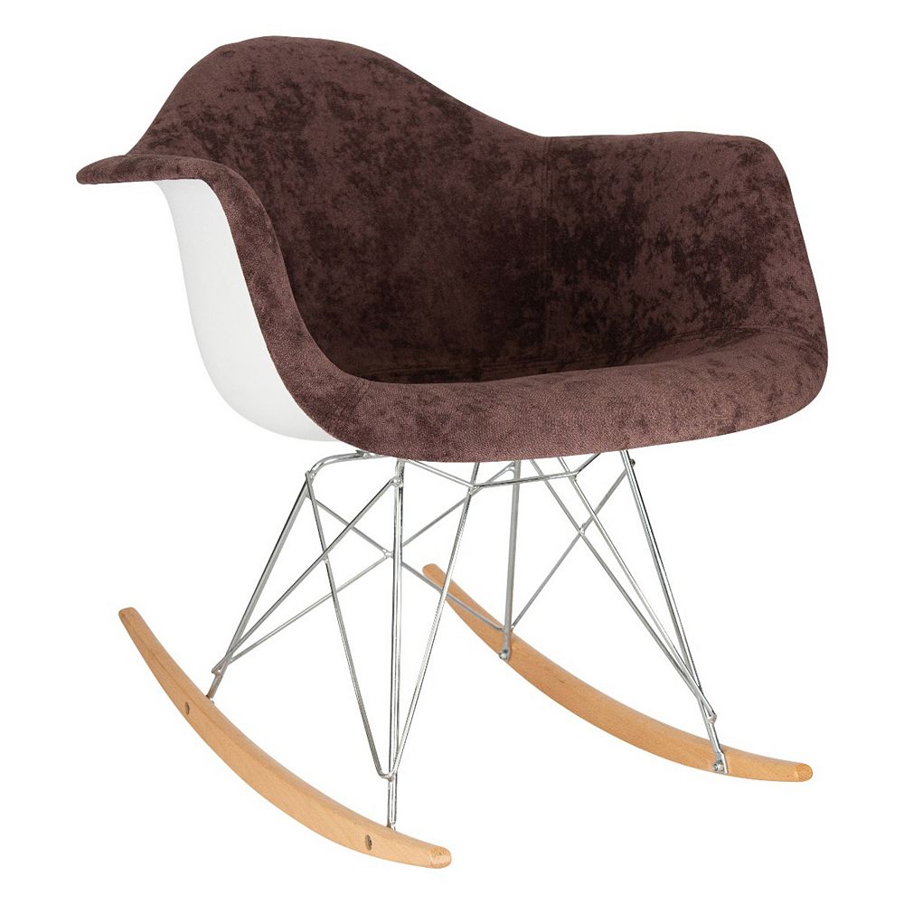 LeisureMod Wilson Velvet Eiffel Base Rocking Chair