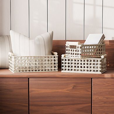RGI Home Value Set of 3 Woven Paper Cord Decorative Storage Baskets ...