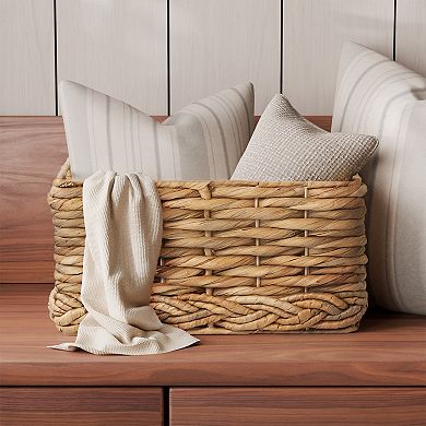RGI Home Woven Water Hyacinth Small Decorative Storage Basket - Natural ...