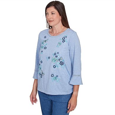 Petite Alfred Dunner Flower Butterfly Embroidered Top