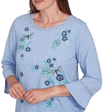 Petite Alfred Dunner Flower Butterfly Embroidered Top