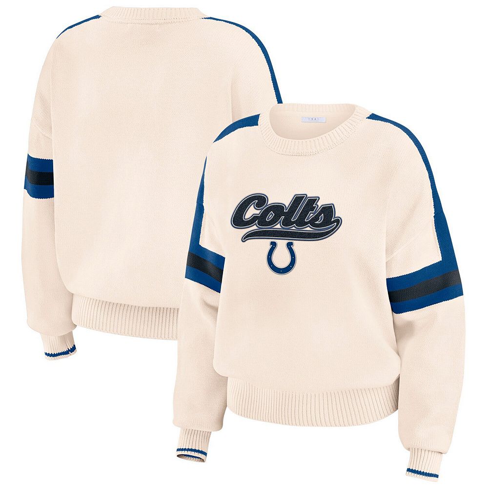 Women's WEAR by Erin Andrews Cream Indianapolis Colts Stripe Pullover ...