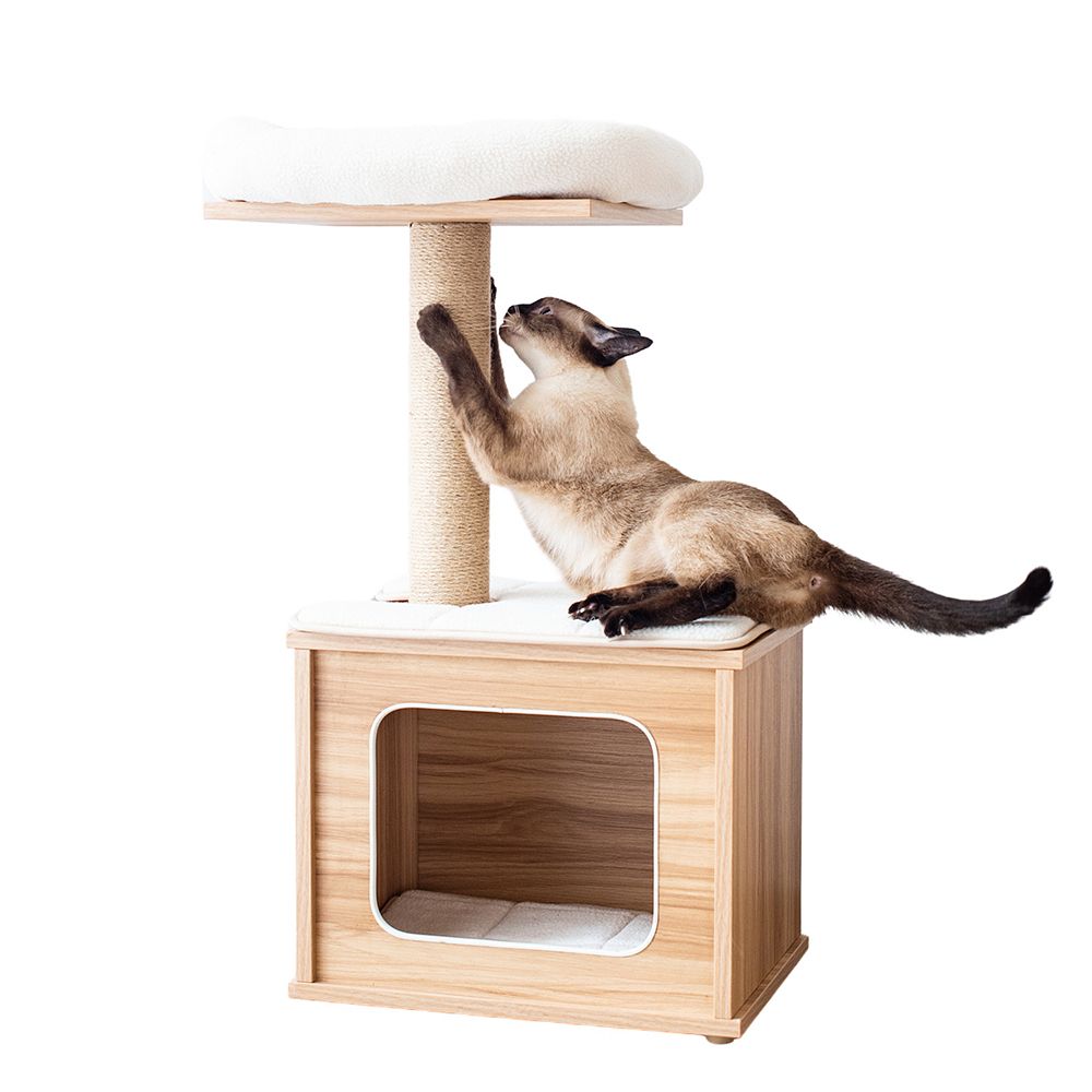 Catry Cat Tree - With Perch & Natural Jute Scratcher (cedar)