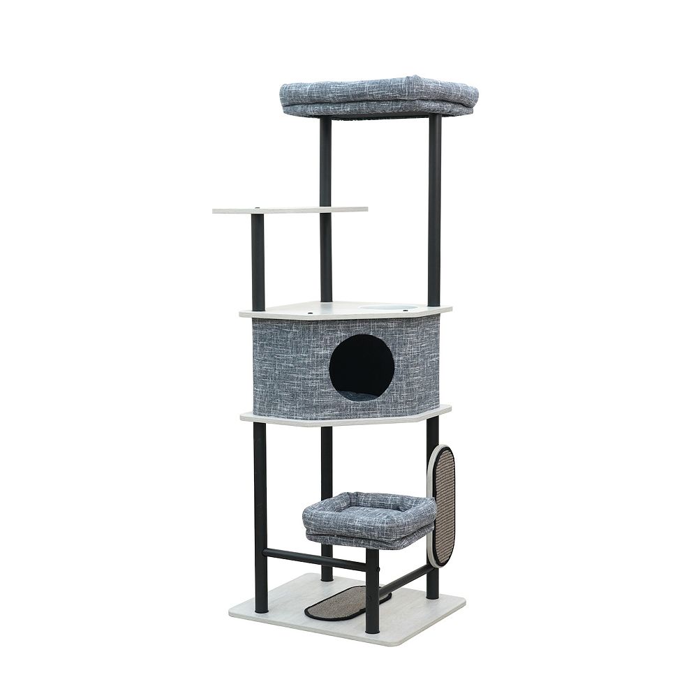 Petpals Minimalistic Steel Cat Tree - 54"h, 5 Level, Large, Grayson