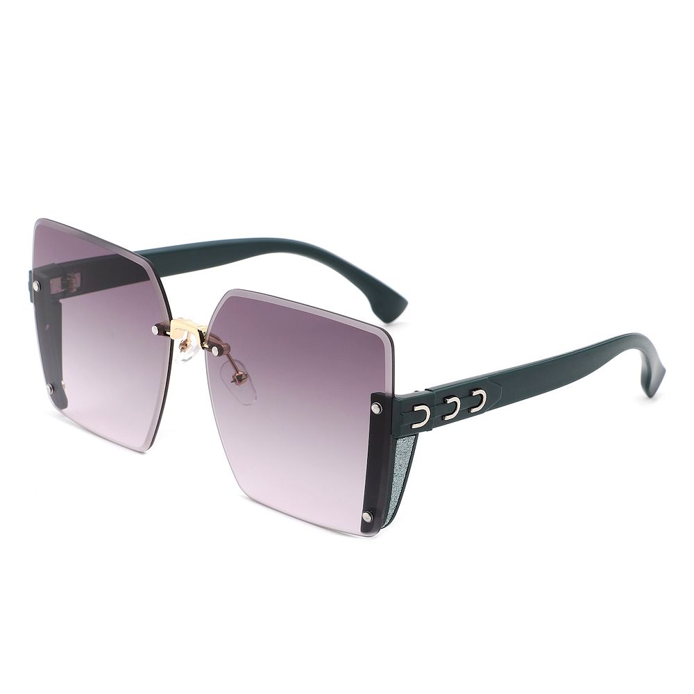 Rimless Fashion Square Flat Top Sunglasses