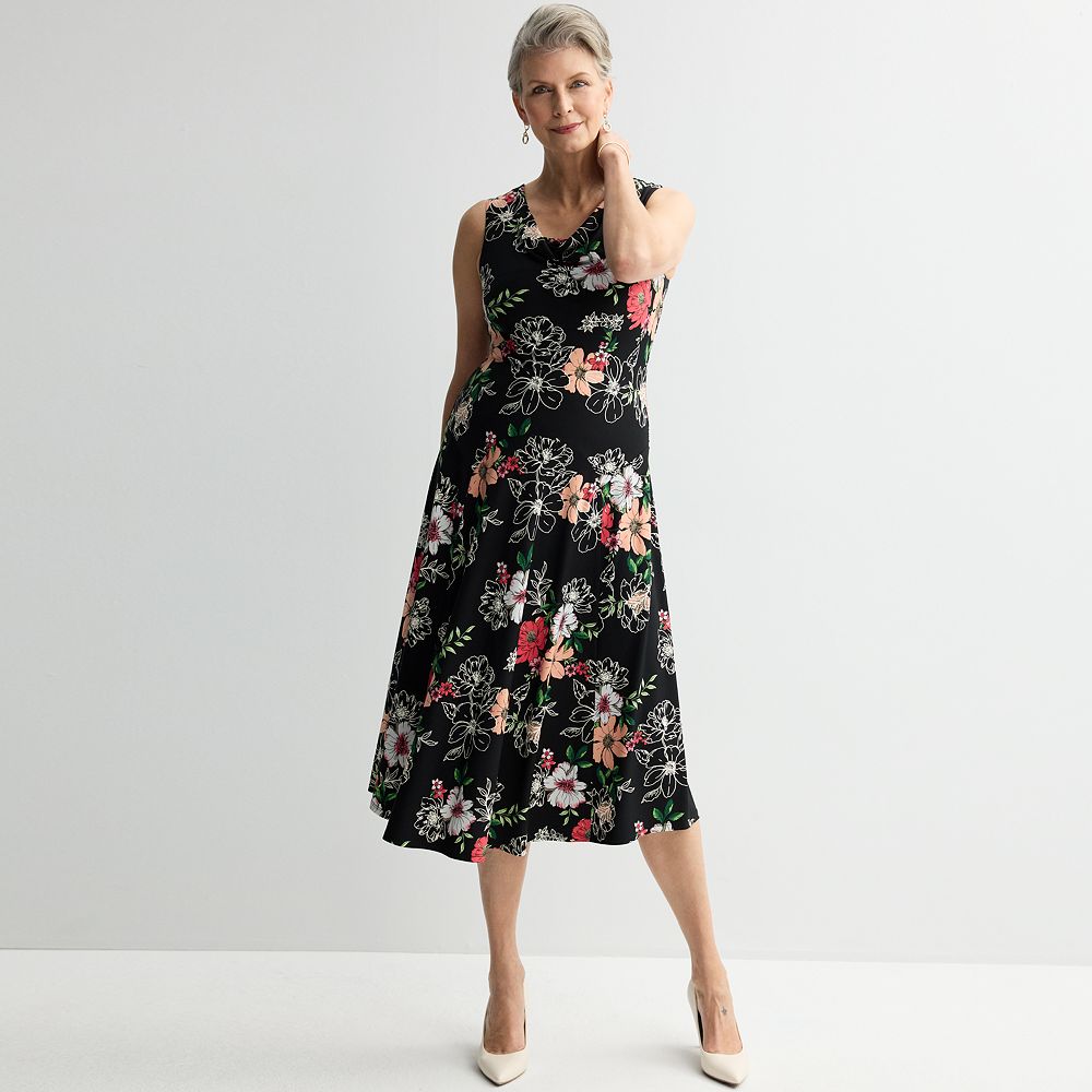Petite Robbie Bee Sleeveless Floral Print Midi Dress
