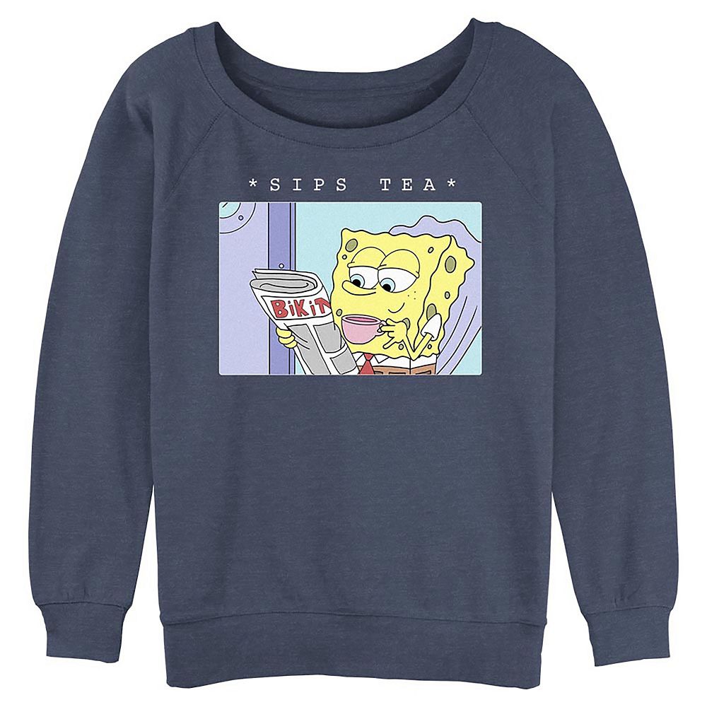 Juniors' Nickelodeon SpongeBob SquarePants Sips Tea Graphic Pullover
