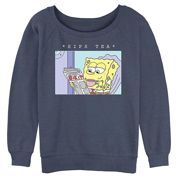 Juniors' Nickelodeon SpongeBob SquarePants Sips Tea Graphic Pullover