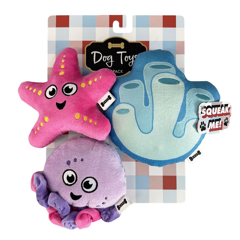 WOOF® 3-Pack Jellyfish Coral Dog Plush