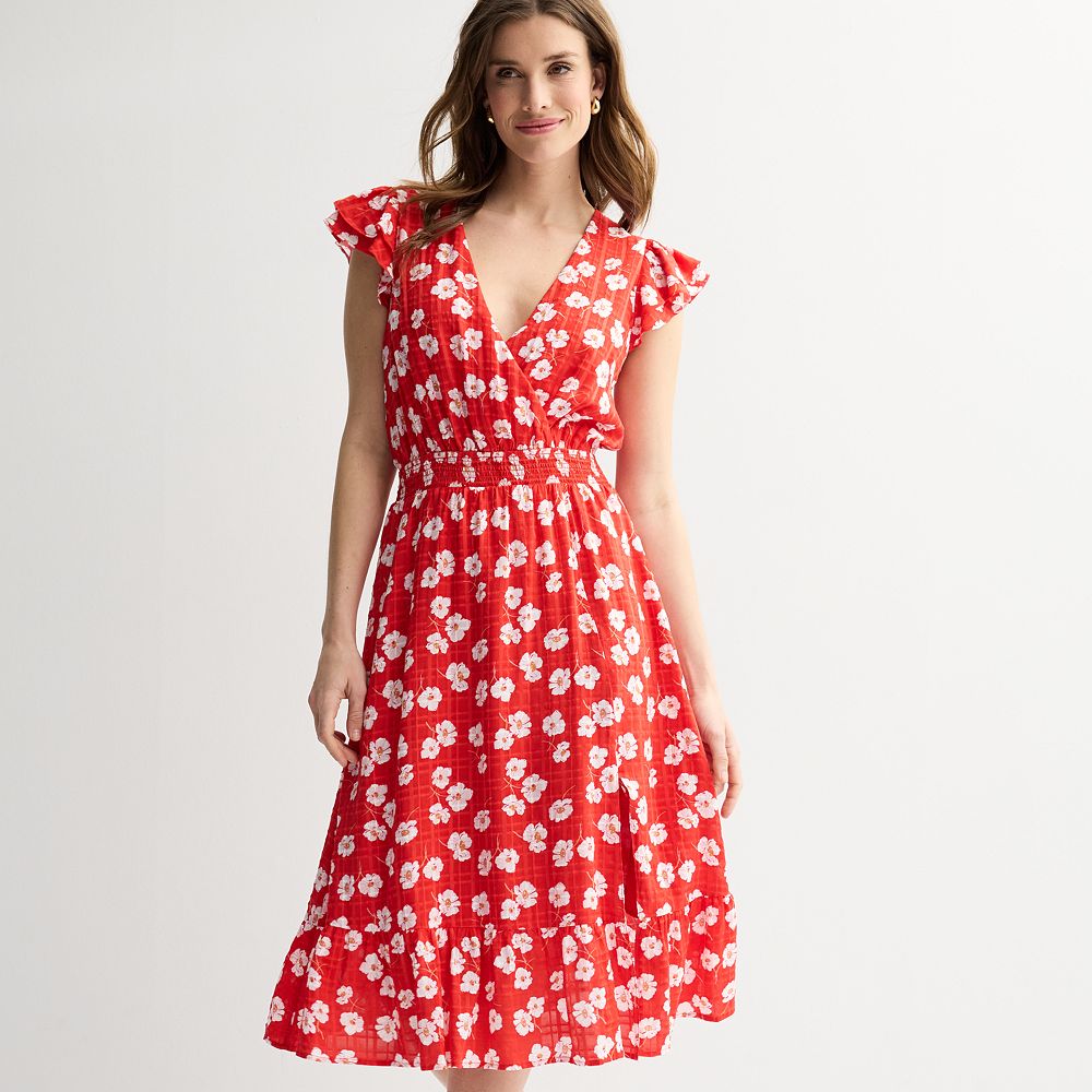 Women's Draper James Flutter Sleeve Surplice Midi Dress