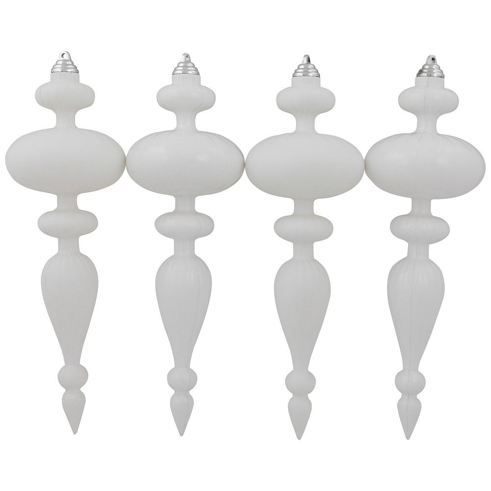 Northlight Shatterproof Finial White Christmas Ornaments 4-piece Set