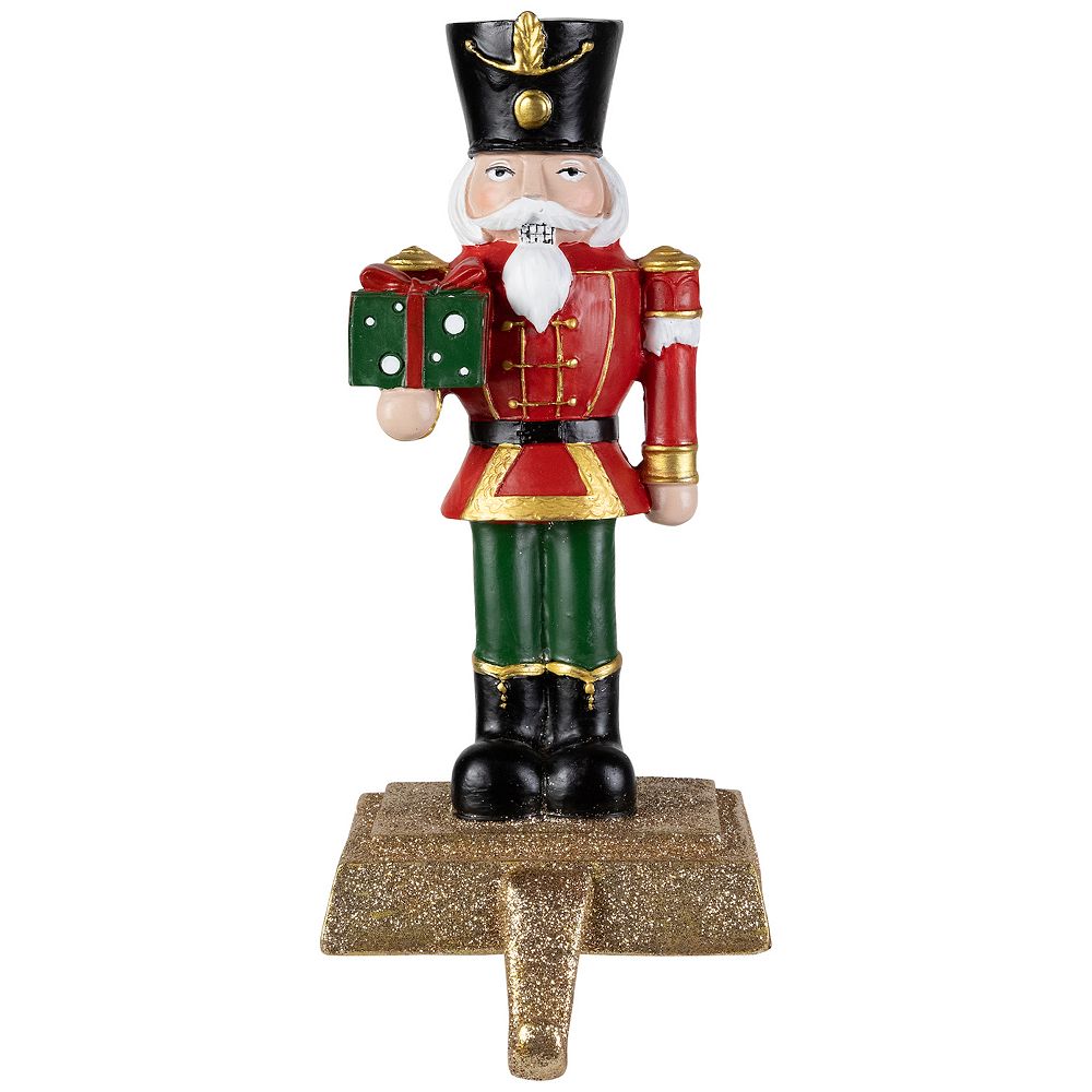 Northlight Glittered Nutcracker Soldier with Gift Christmas Stocking Holder
