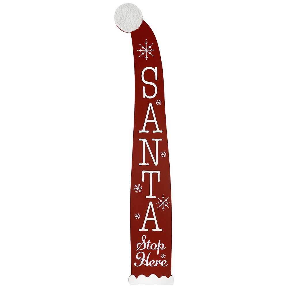 Northlight Santa Stop Here Christmas Hat Porch Sign Decor