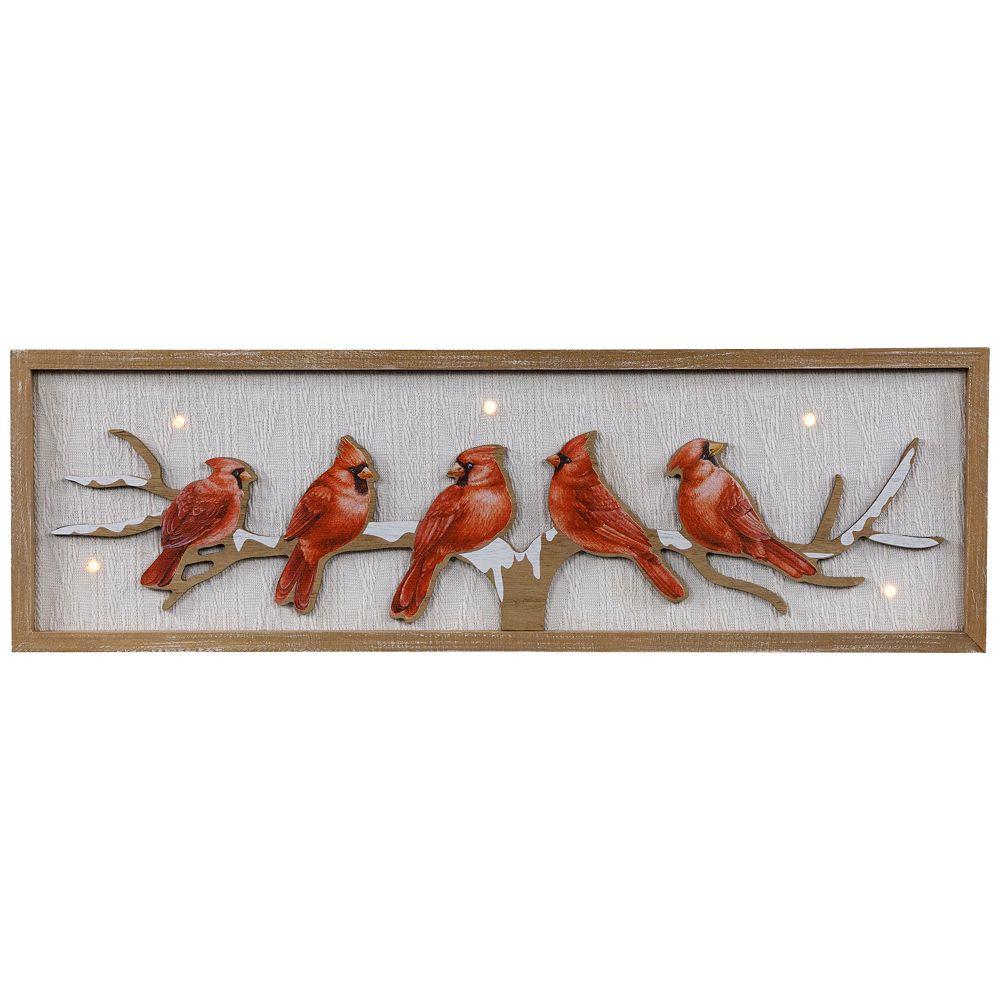 Northlight Light-Up Red Cardinals on a Tree Branch Christmas Wall Art Decor