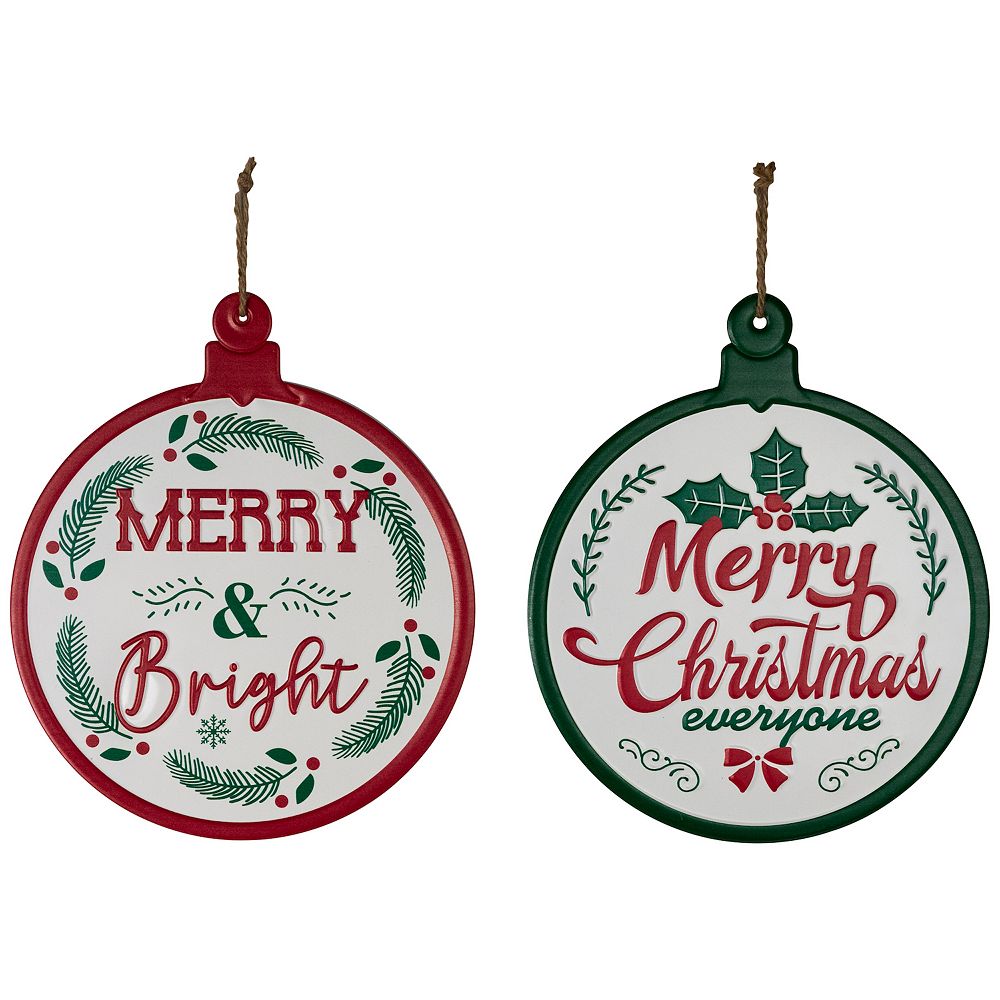 Northlight 2-pc. Ornament Style Metal Christmas Wall Sign Decor Set