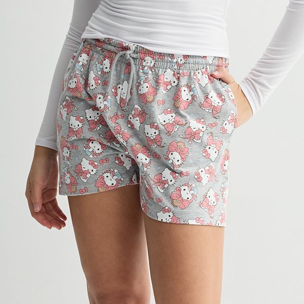 Juniors' Hello Kitty All Over Print Jersey Shorts