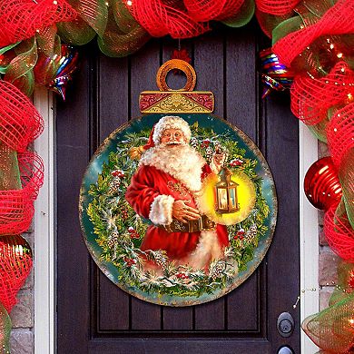 Enchanted Ball Christmas Wreath Santa 24-Inch Door Decor by D ...