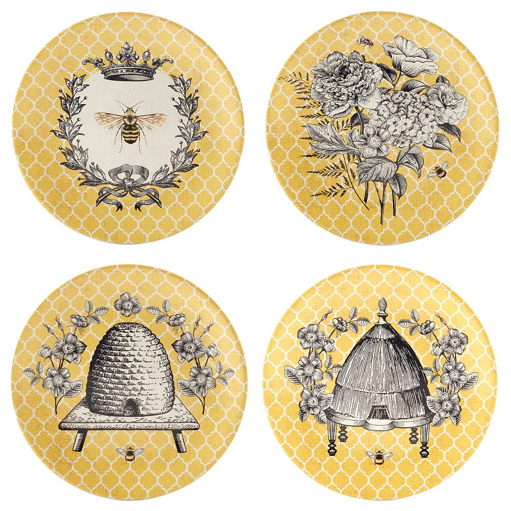 Certified International French Bees 4-pc. Salad Plates Set