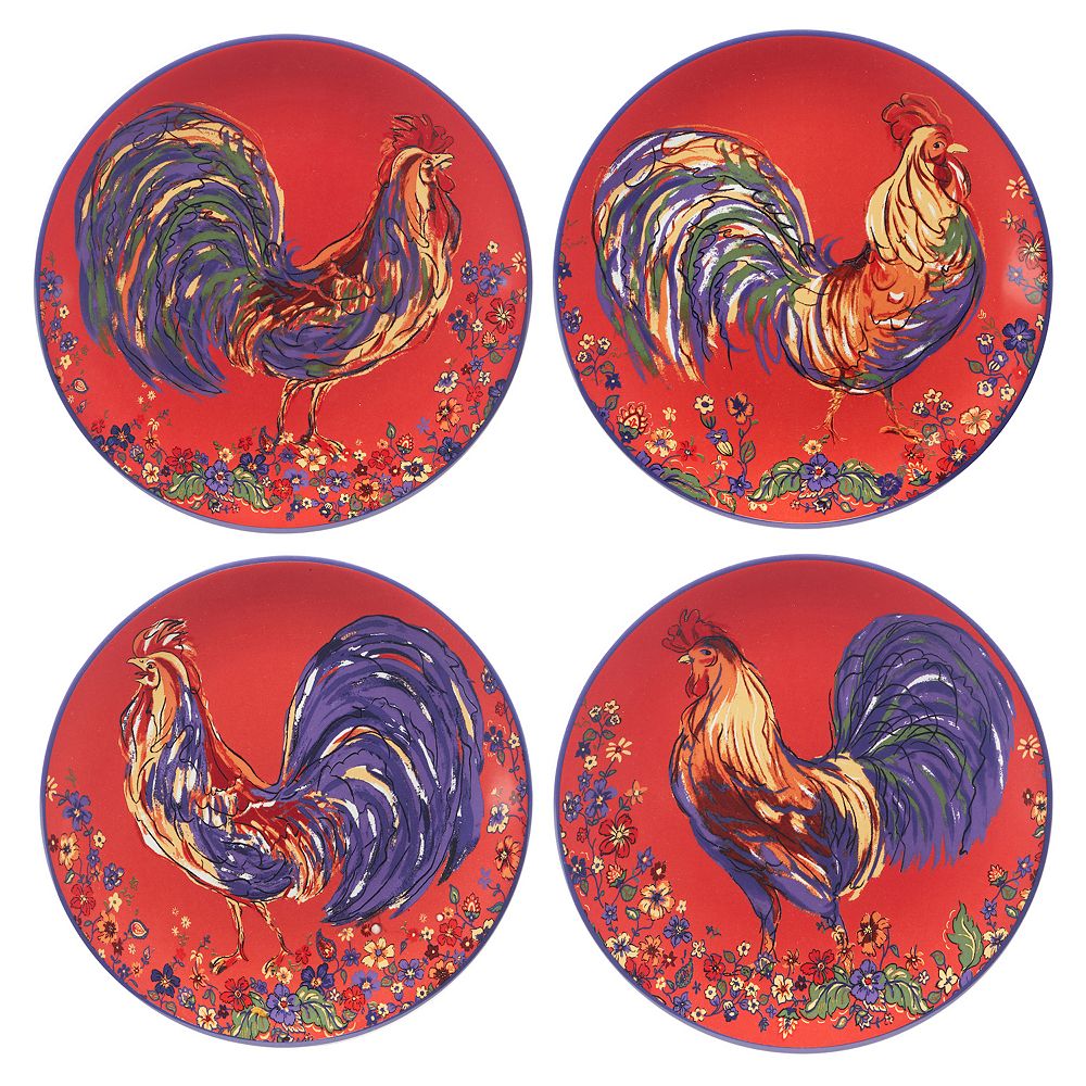 Certified International Morning Rooster Salad Plates 4-piece Set