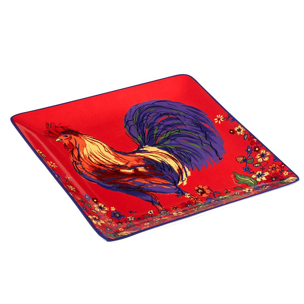 Certified International Morning Rooster Square Platter