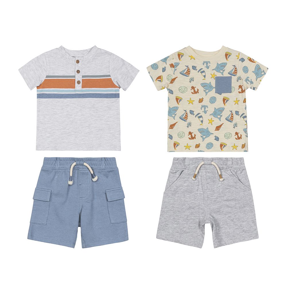 Baby Boy Little Lad 4-pc. Mix & Match Short Sleeve Tees & Shorts Set