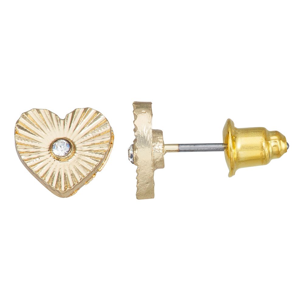 Ella Shea Gold Tone Heart Stud Earrings