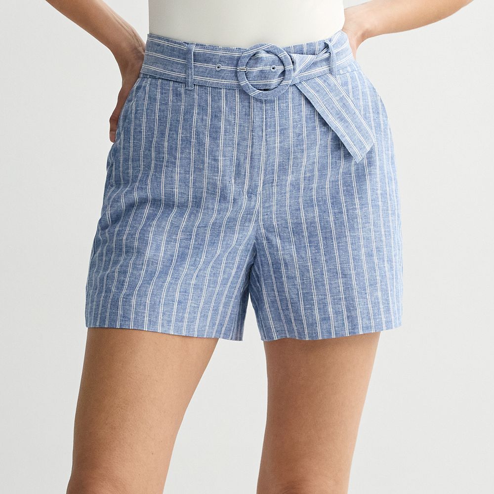 Women's Nine West High-Rise Clean Front Belted Shorts