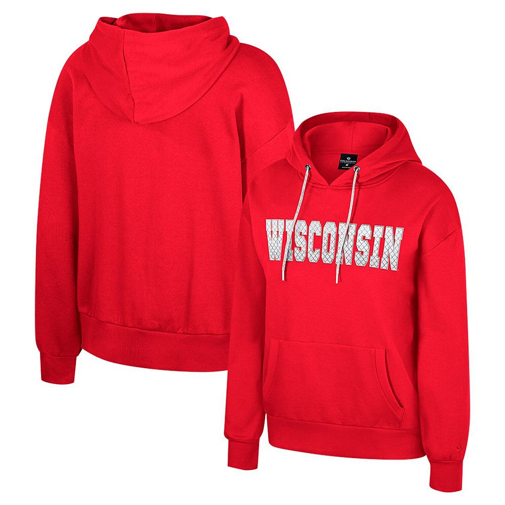 Women's Colosseum Red Wisconsin Badgers Reflection Rhinestone Drawcord ...