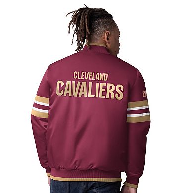 Men's Starter Wine Cleveland Cavaliers Scout Varsity Satin Full-Snap Jacket