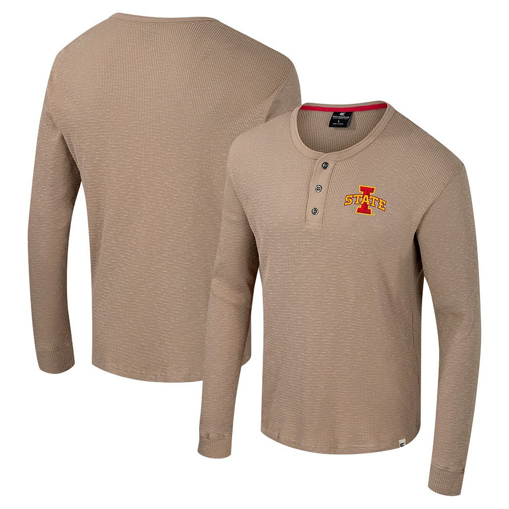 Men's Colosseum Tan Iowa State Cyclones Great Outdoors Henley Long ...