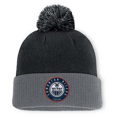 Men's Fanatics Black Edmonton Oilers Cuffed Knit Hat with Pom