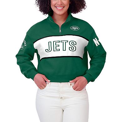 Women's WEAR by Erin Andrews Green New York Jets Quarter-Zip Jacket
