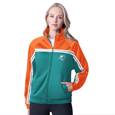 Women's G-III 4Her by Carl Banks Aqua Miami Dolphins Post Game Full-Zip ...