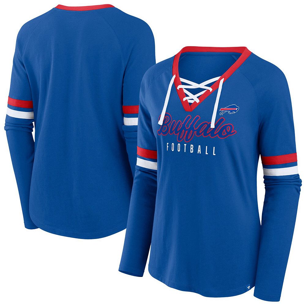 Women's Fanatics Royal Buffalo Bills Plus Size Lace-Up V-Neck Long ...